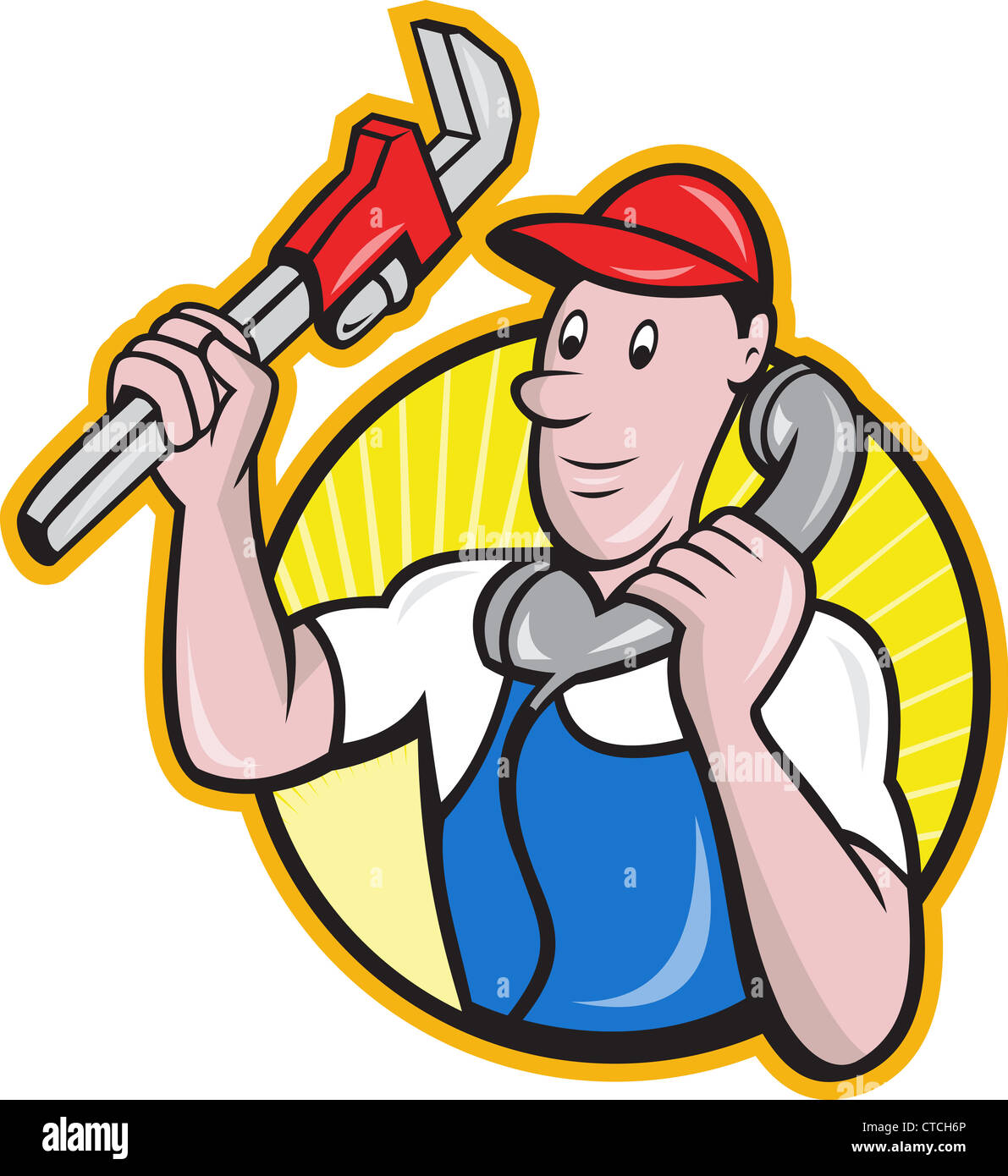 Cartoon illustration of a plumber worker repairman tradesman with ...