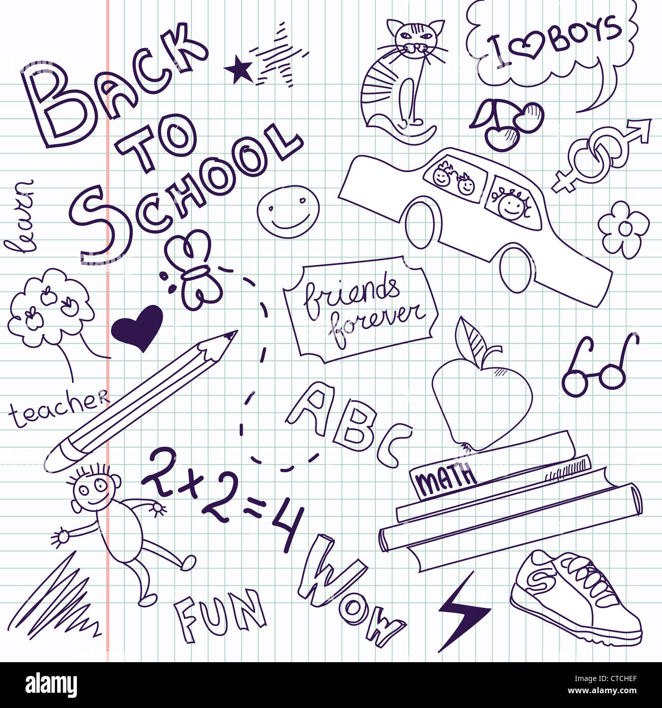 Back to school sketch Stock Photo - Alamy