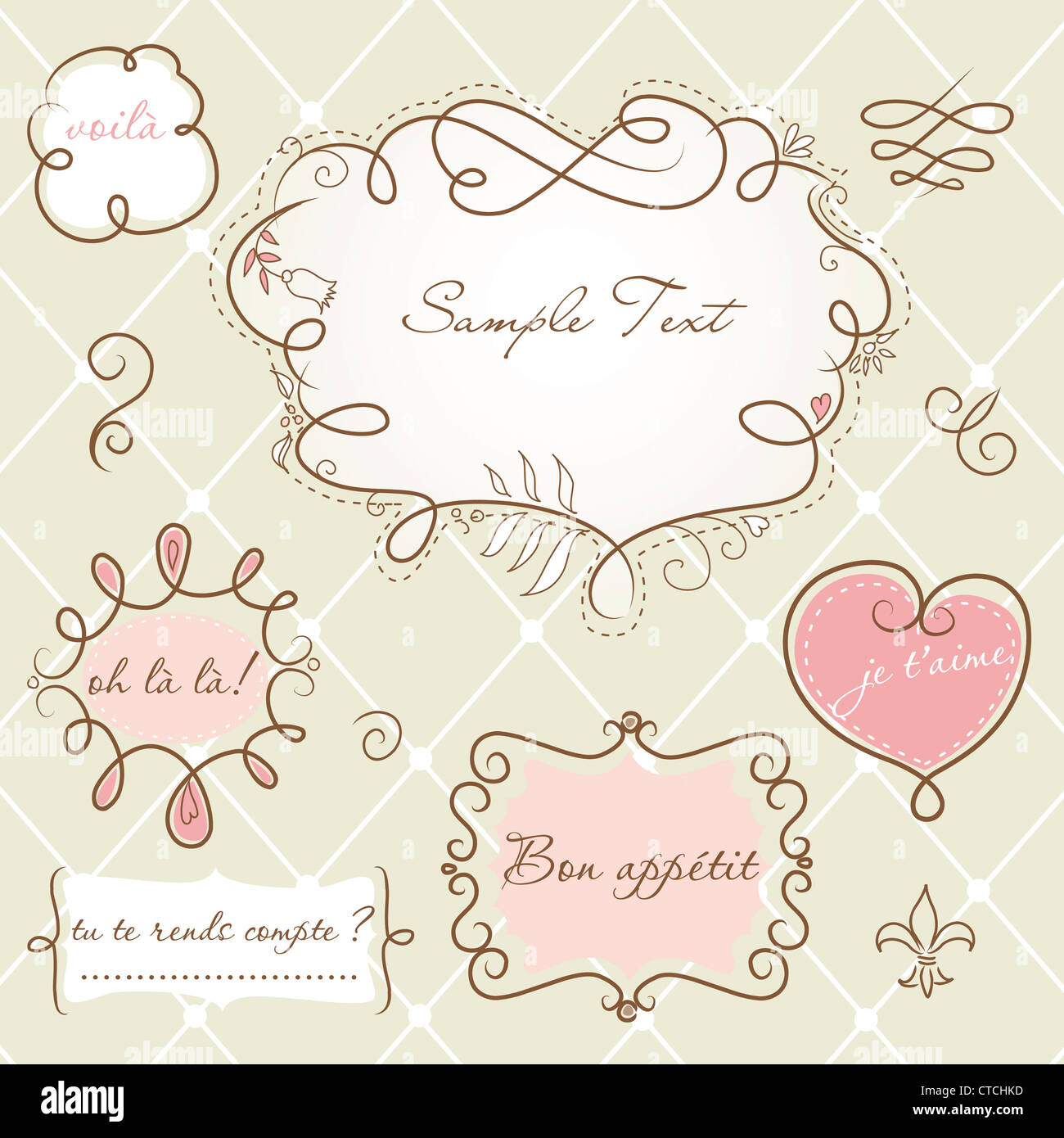 Doodle frames french hi-res stock photography and images - Alamy