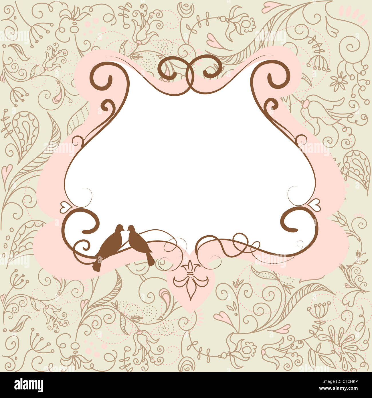 Vintage frame with two kissing doves Stock Photo - Alamy