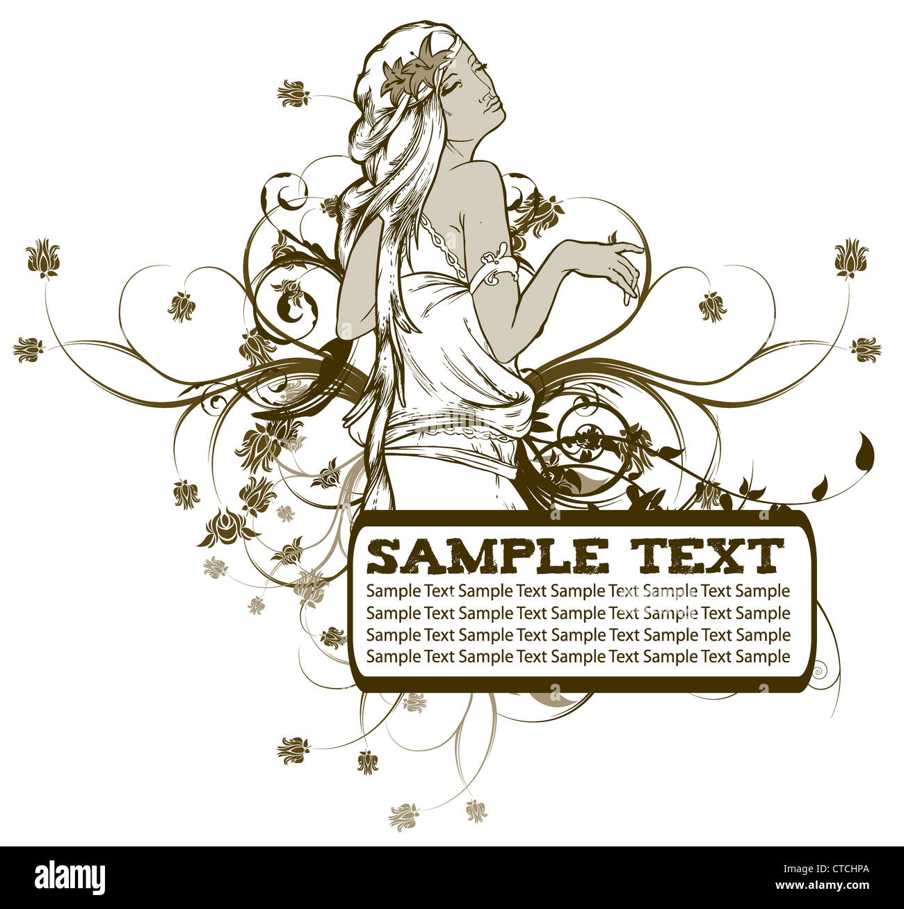 girl with floral vector illustration Stock Photo - Alamy