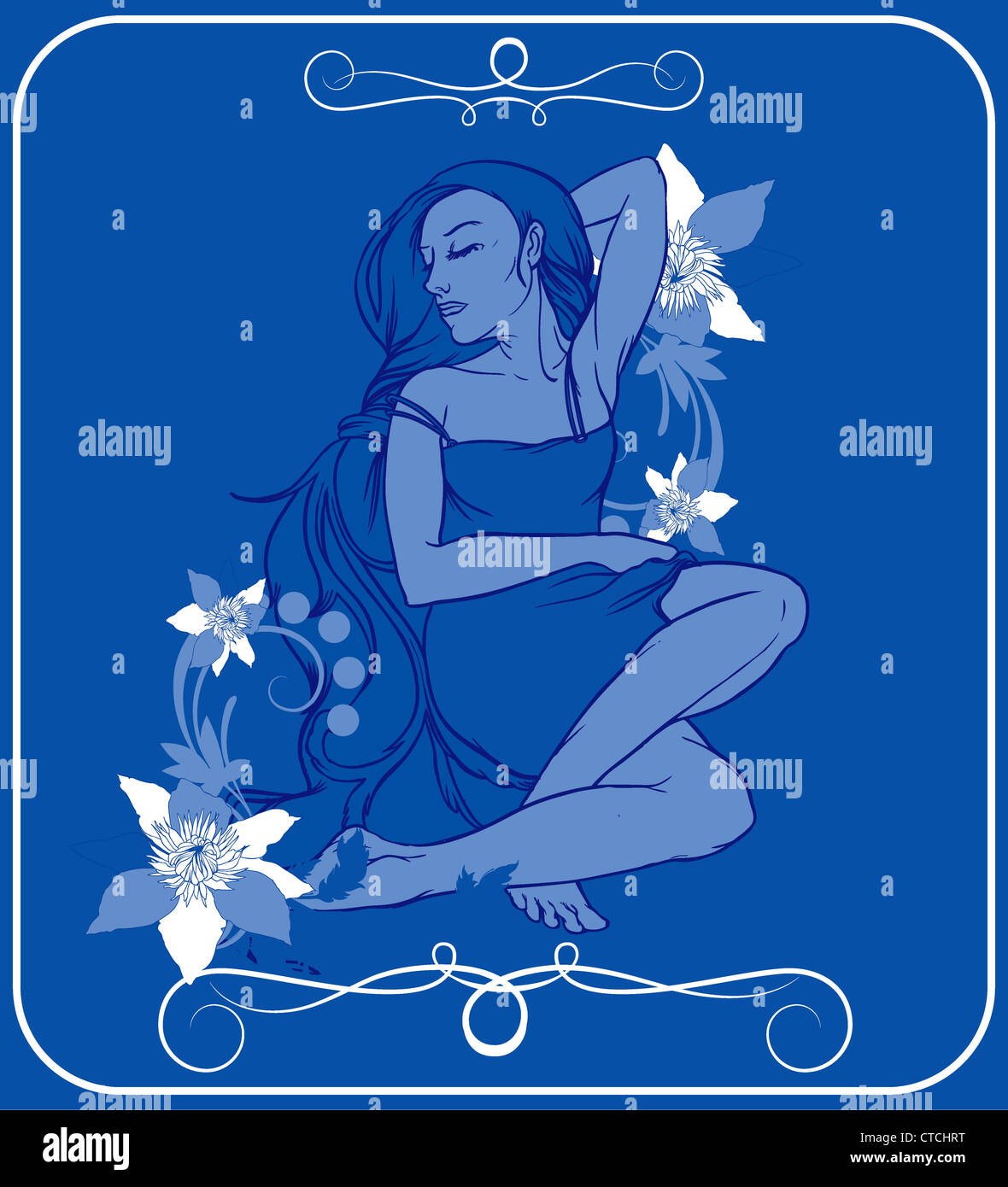 girl with floral vector illustration Stock Photo - Alamy