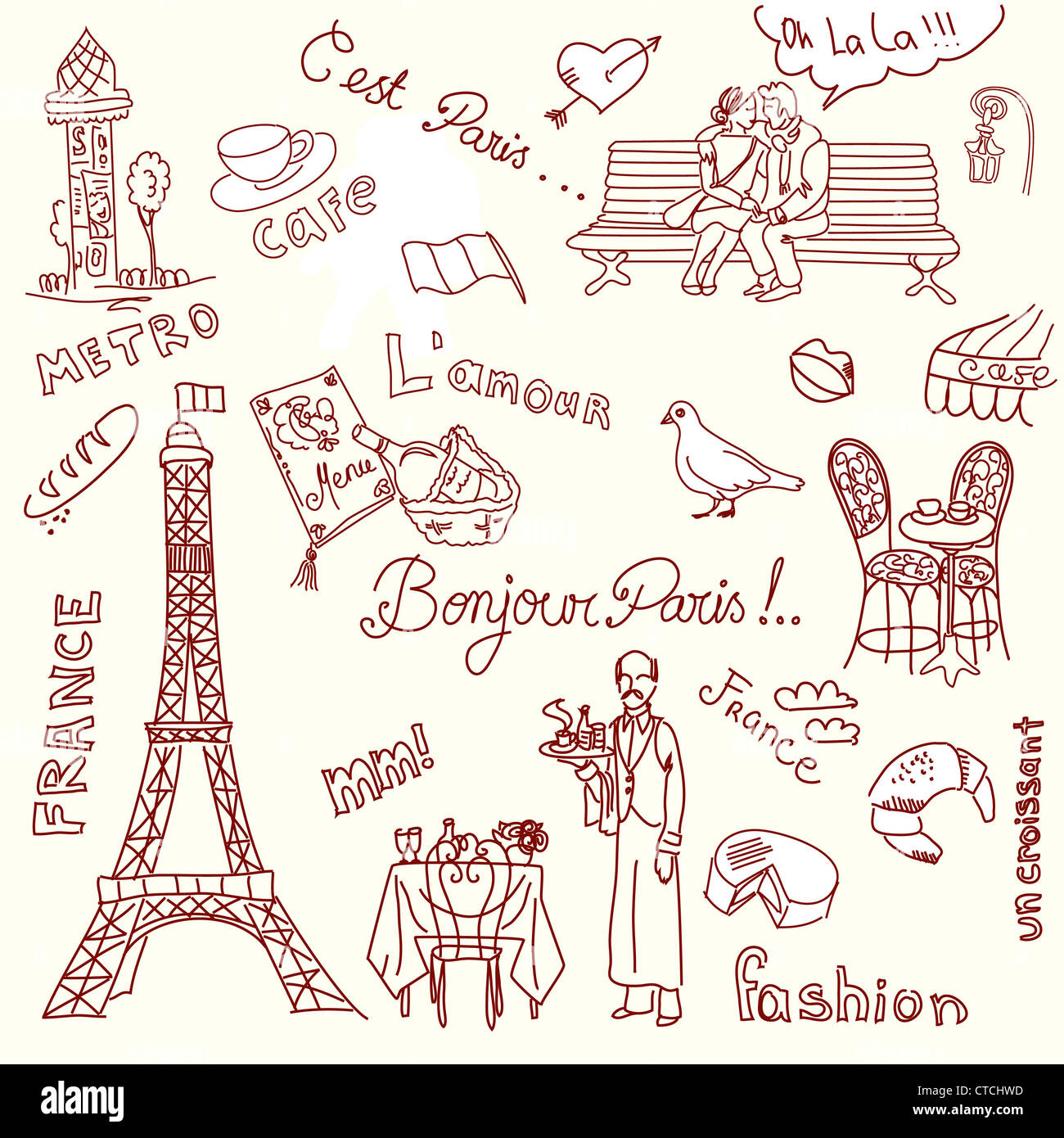 Paris doodles. French cuisine Stock Photo - Alamy