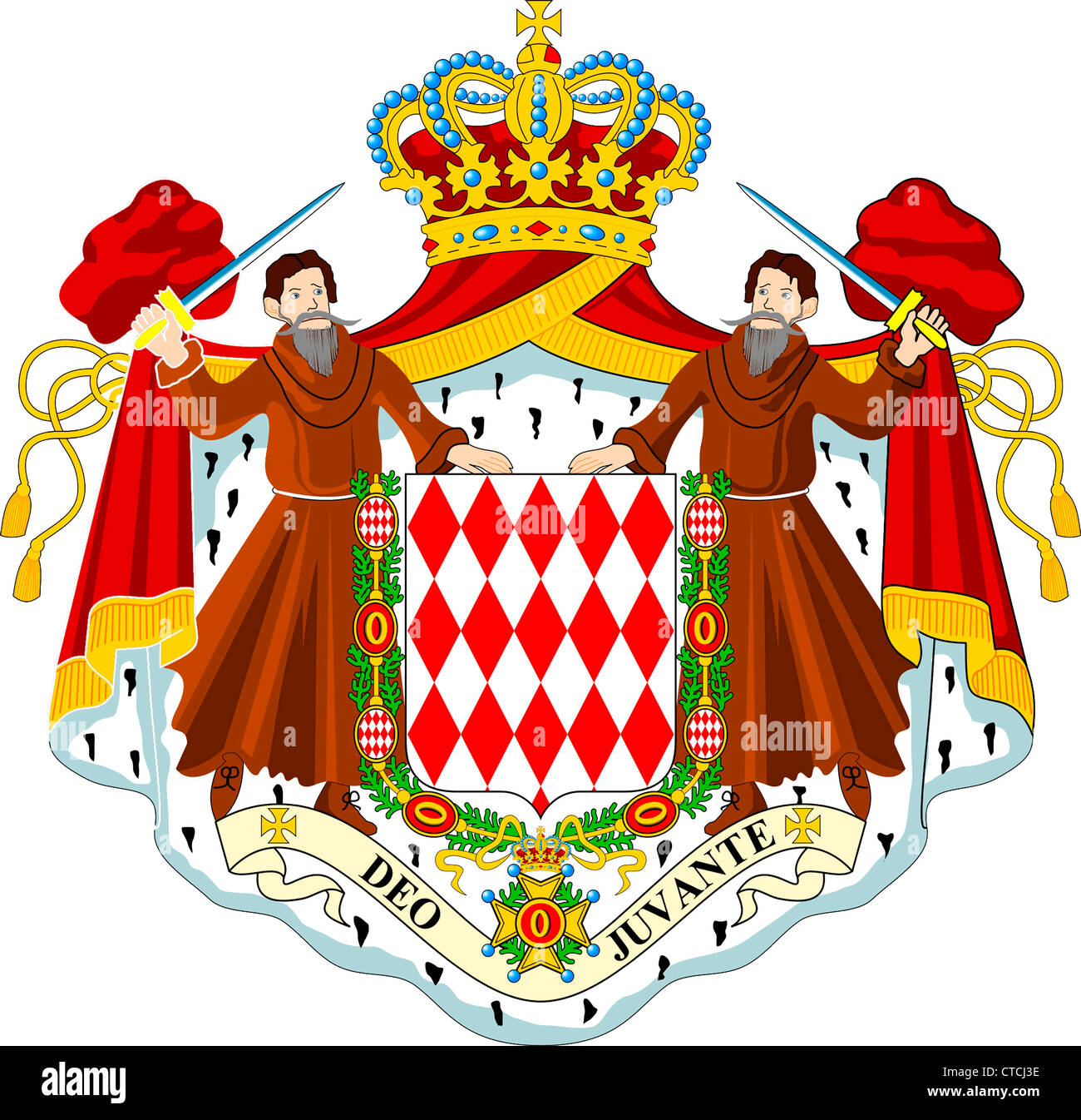 Coat of arms of the Principality of Monaco Stock Photo - Alamy