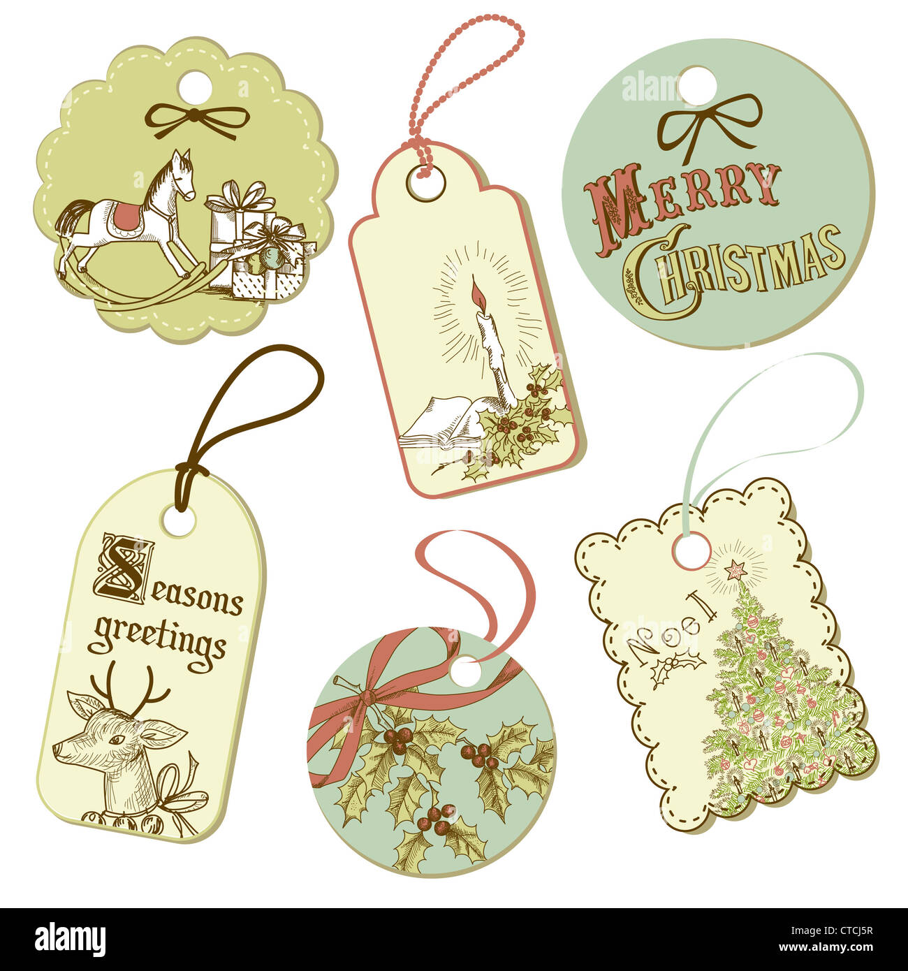 Vintage Christmas tags Stock Photo - Alamy