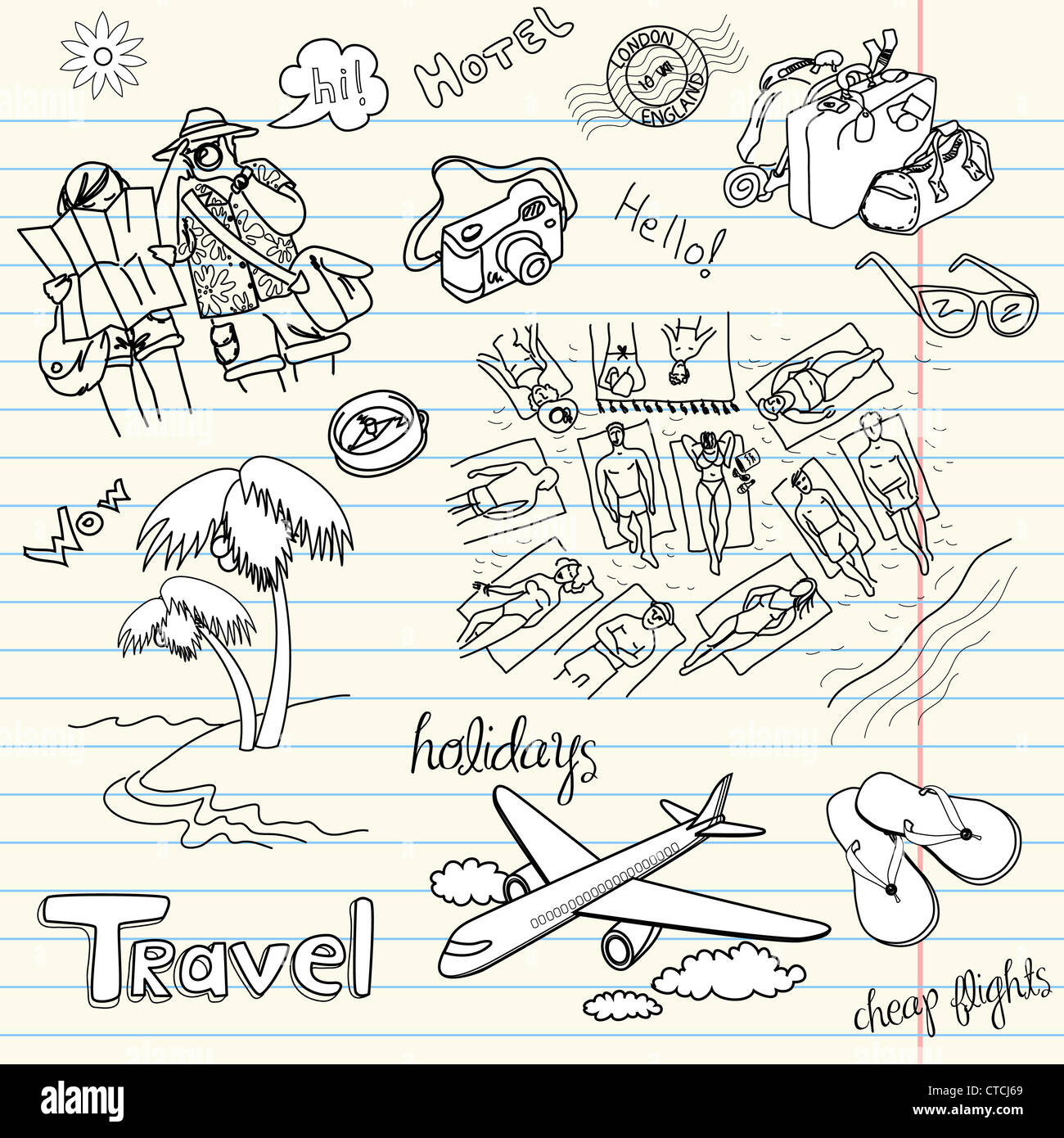 Summer Holidays Doodles! Vector illustration Stock Photo - Alamy