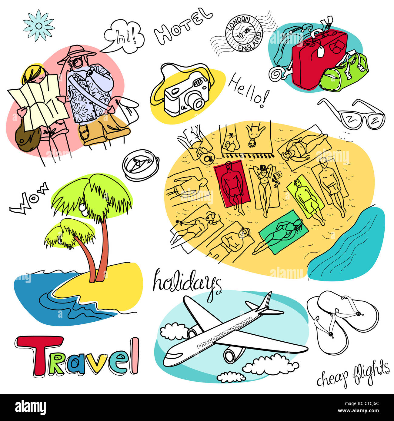 Summer Holidays Doodles! Vector illustration Stock Photo - Alamy