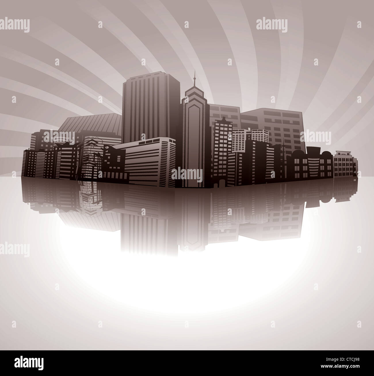 vintage city background with rays vector illustration Stock Photo - Alamy
