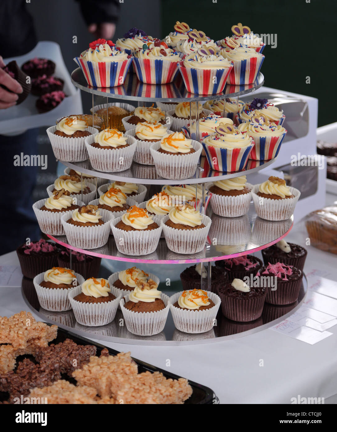 Cupcakes On Cake Stall At Cheam Village Fair Surrey England Stock Photo ...