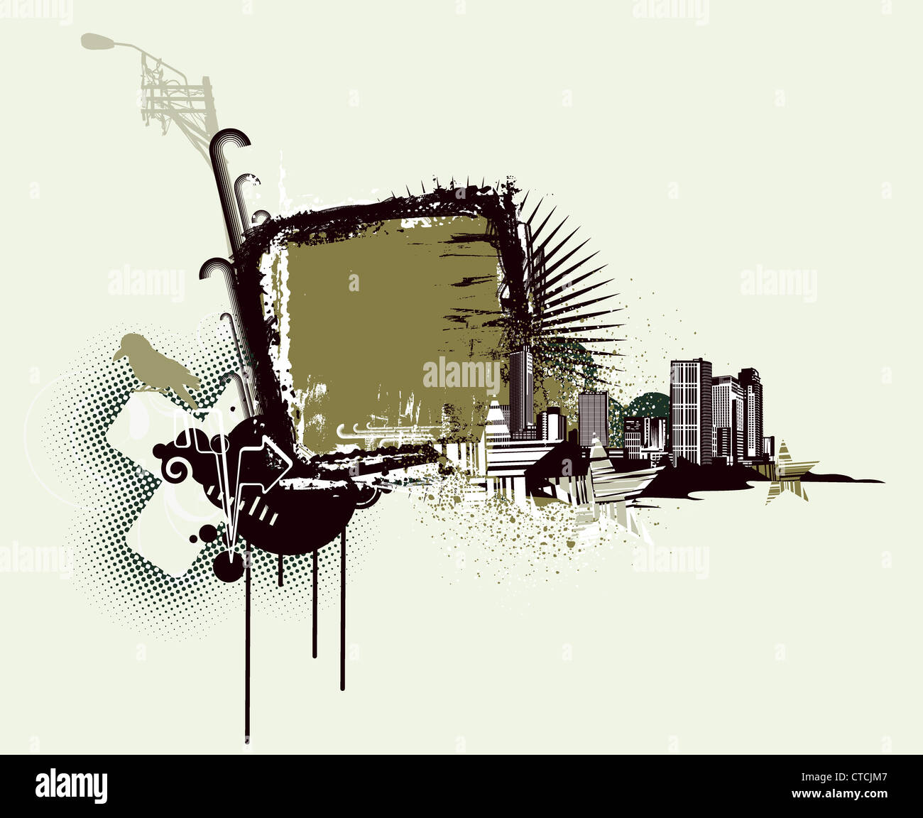 Vector illustration of urban background with Design elements over ...