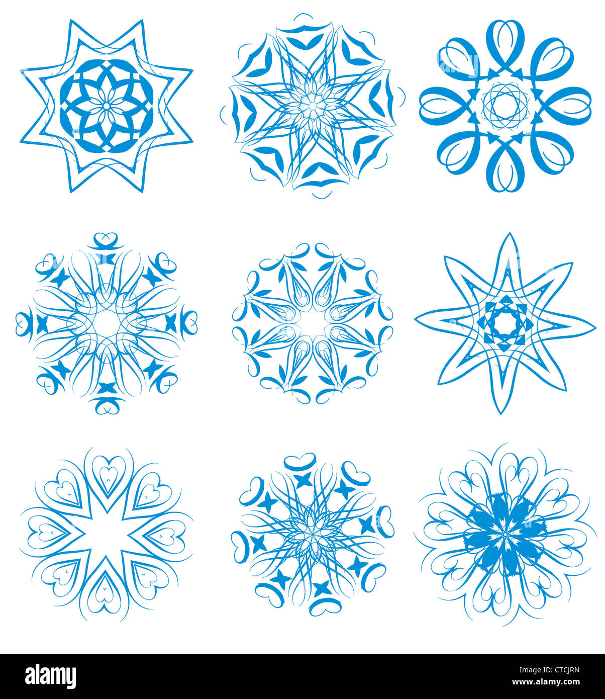 Vector illustration of snowflakes and stars set for your Christmas ...