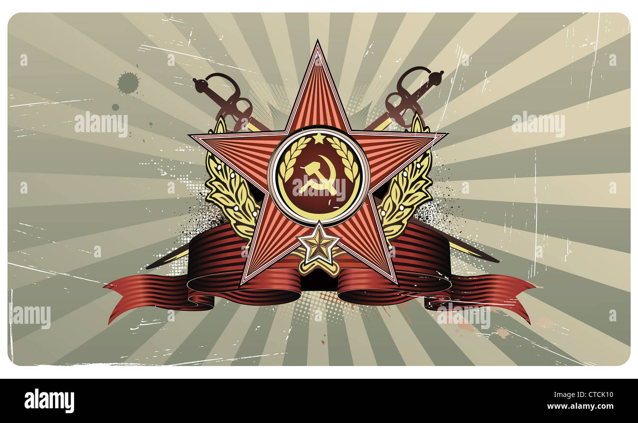 Vector illustration of sovietic star shaped Insignia in vintage style ...