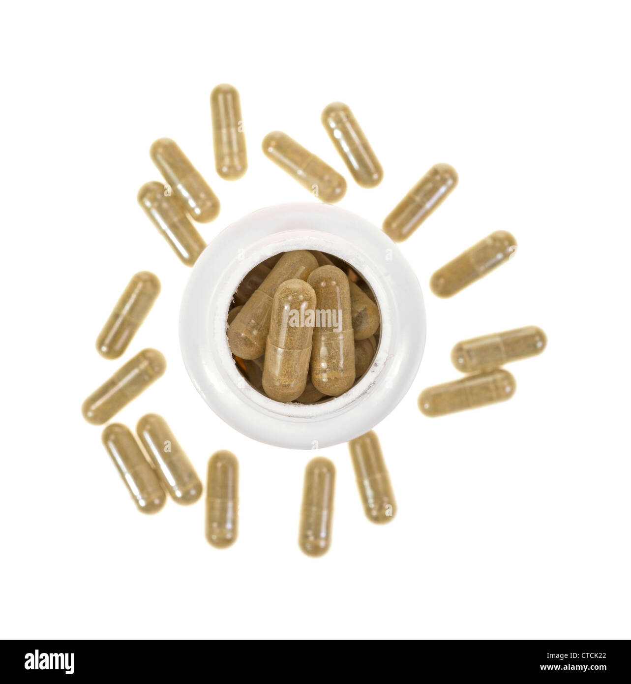 Green tea extract capsules with container Stock Photo - Alamy