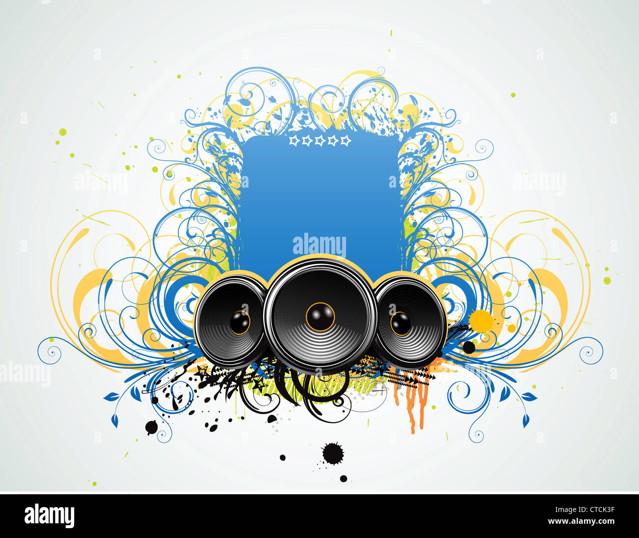 Vector illustration of funky Grunge Decorative music frame Stock Photo ...