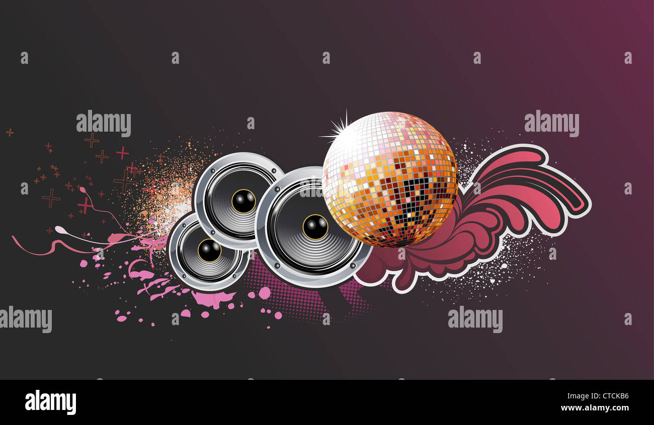 Vector illustration of grunge abstract party Background with music ...
