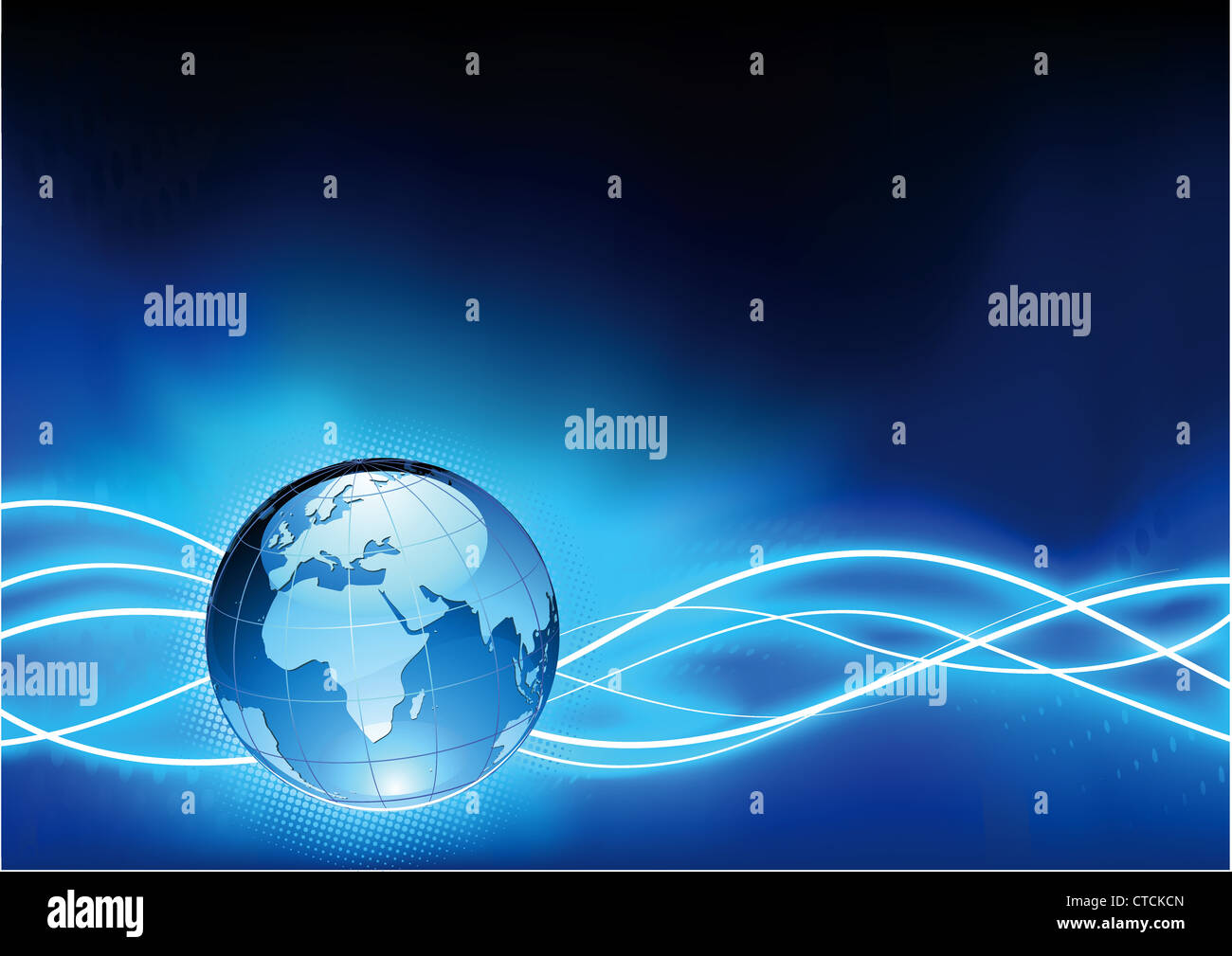 Vector illustration of abstract blue Background with Glossy Earth Globe ...