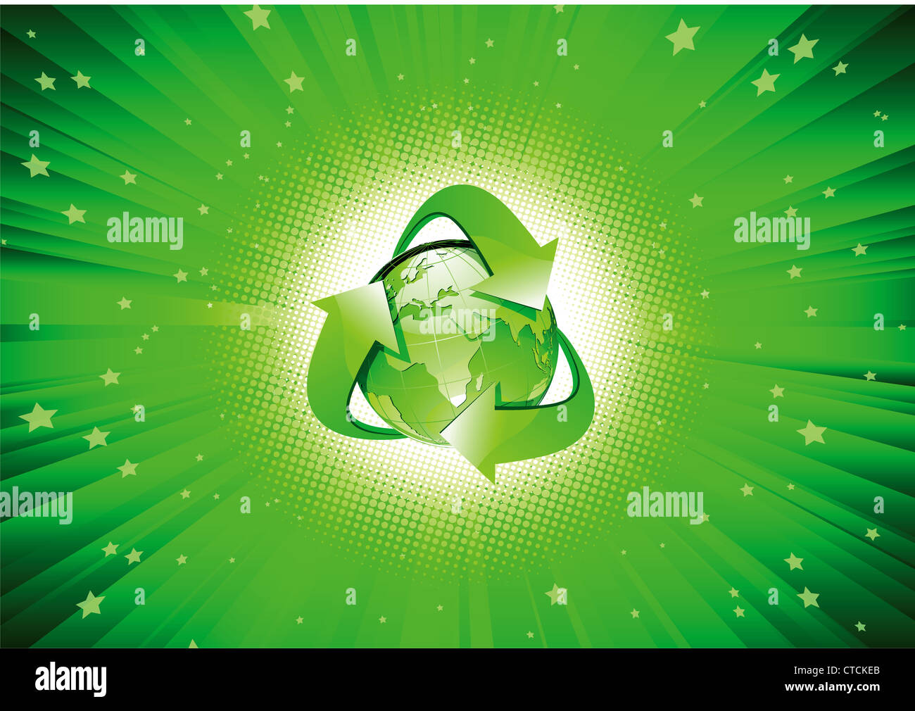 Vector illustration of abstract green Background with Glossy Recycle earth Globe symbol Stock ...
