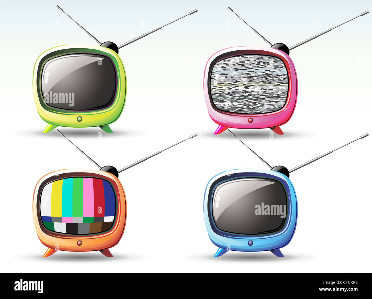 Vector illustration of funky styled design of cute television Stock ...