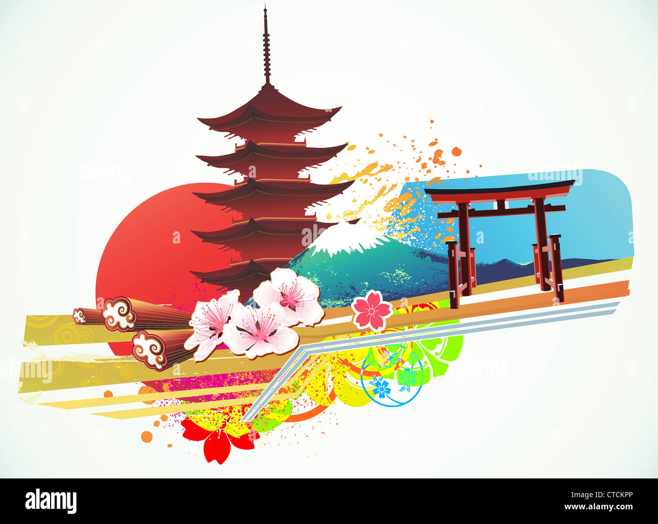 Vector illustration of abstract styled Decorative Traditional Japanese ...