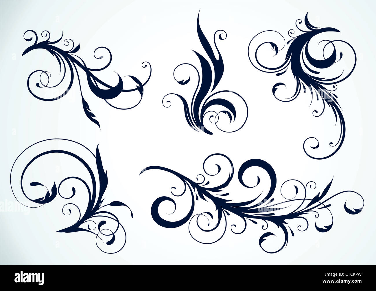 Vector illustration set of swirling flourishes decorative floral ... Vector illustration set of swirling flourishes decorative floral ...