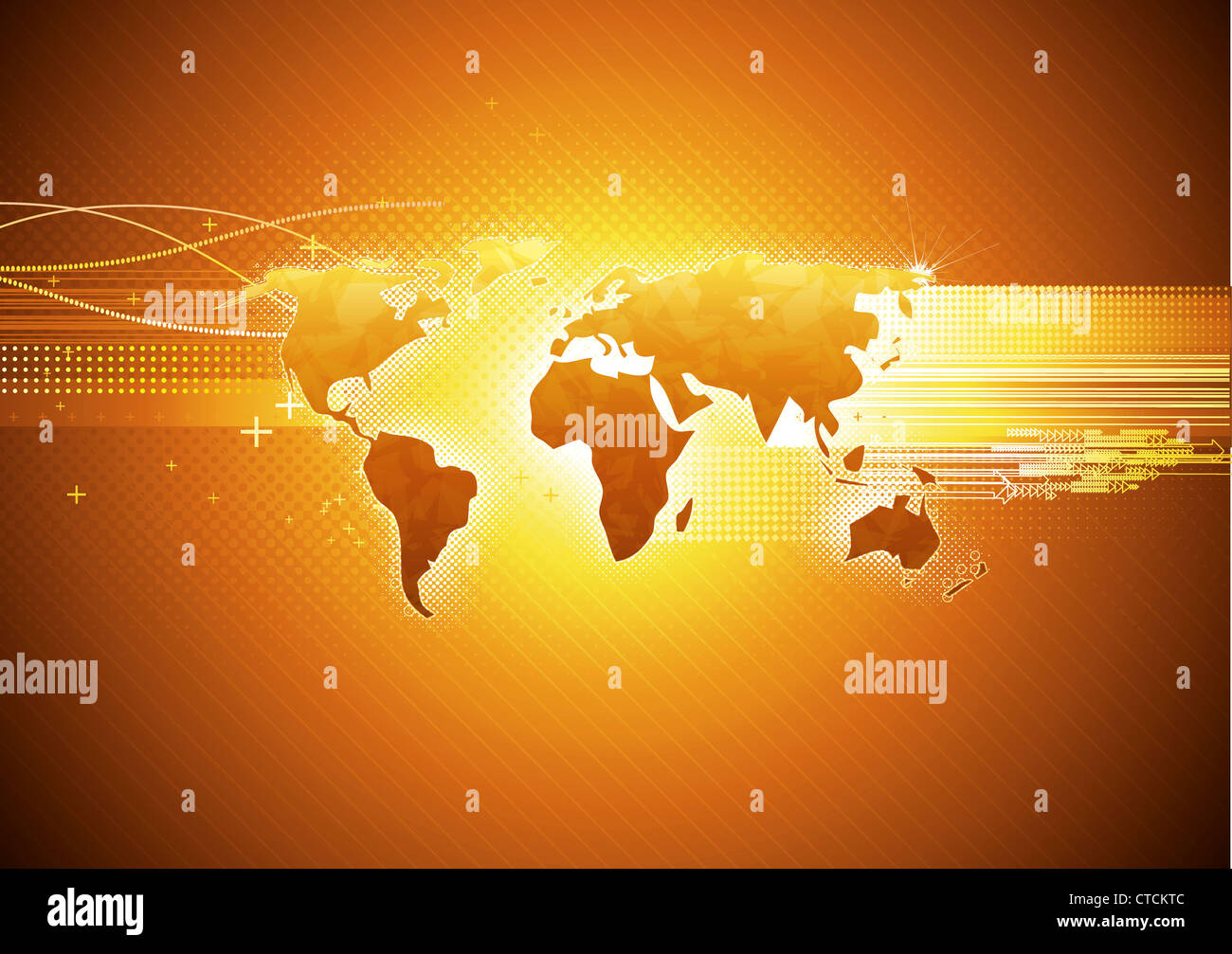 Vector illustration of orange abstract hi-tech Background with Glossy ...