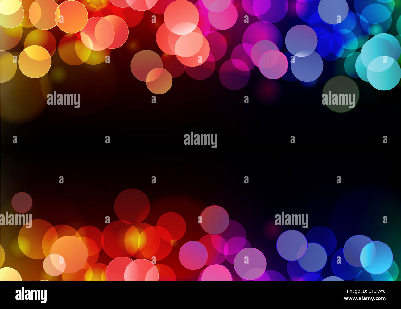 Vector illustration of blurred neon disco light dots pattern on dark ...