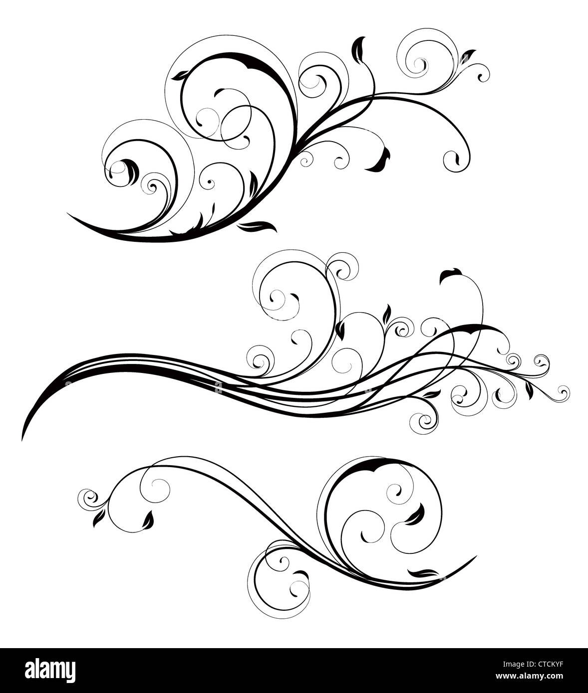 Vector illustration set of swirling flourishes decorative floral ... Vector illustration set of swirling flourishes decorative floral ...