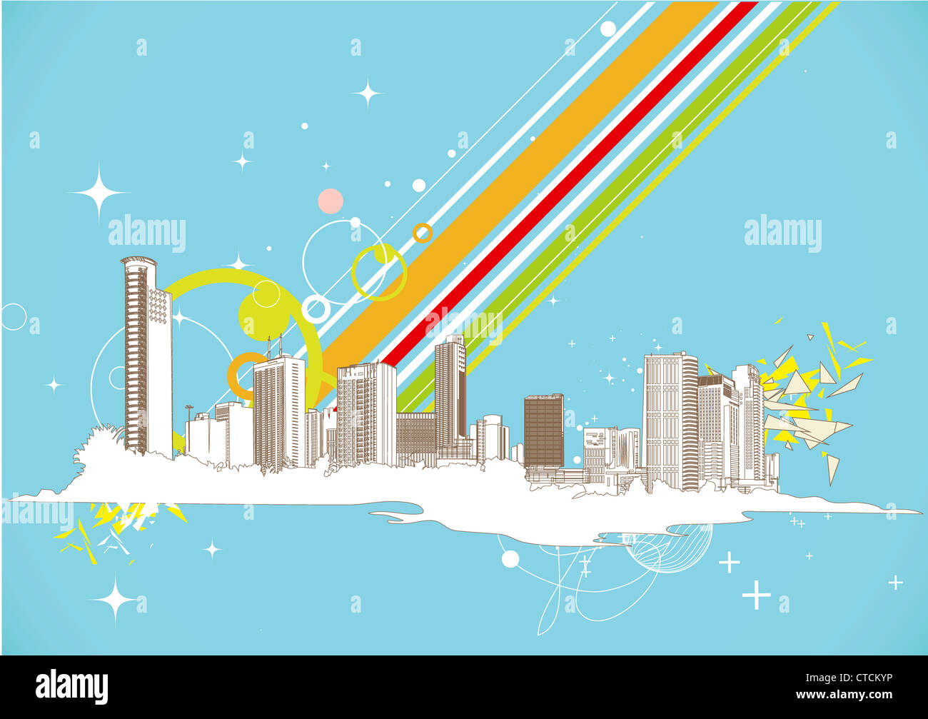 Vector illustration of retro abstract urban background Stock Photo - Alamy