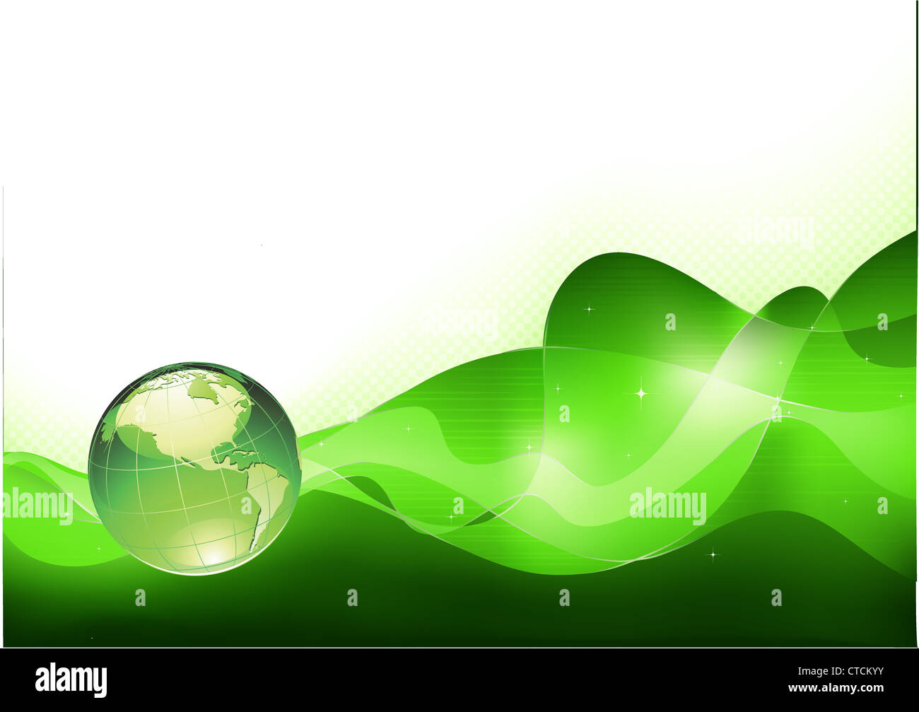 Vector illustration of abstract green Background with Glossy Earth ...