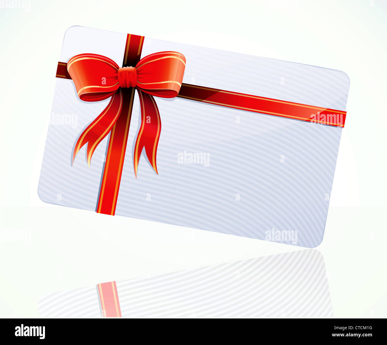 Vector illustration of decorated gift card with red ribbons and bow ...