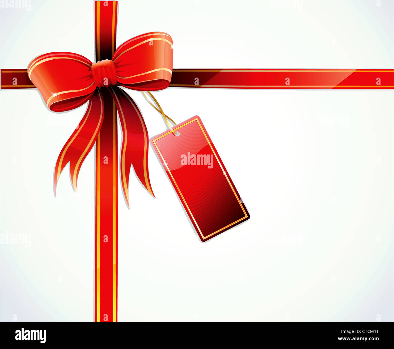 Vector illustration of gift wrapped white paper with a red ribbon, bow ...