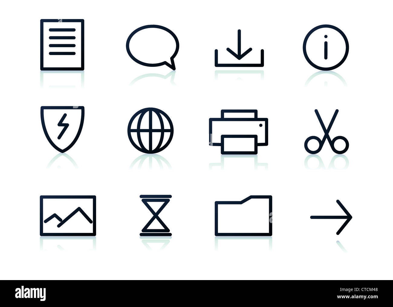 Vector set of elegant simple icons for common computer functions Stock ...