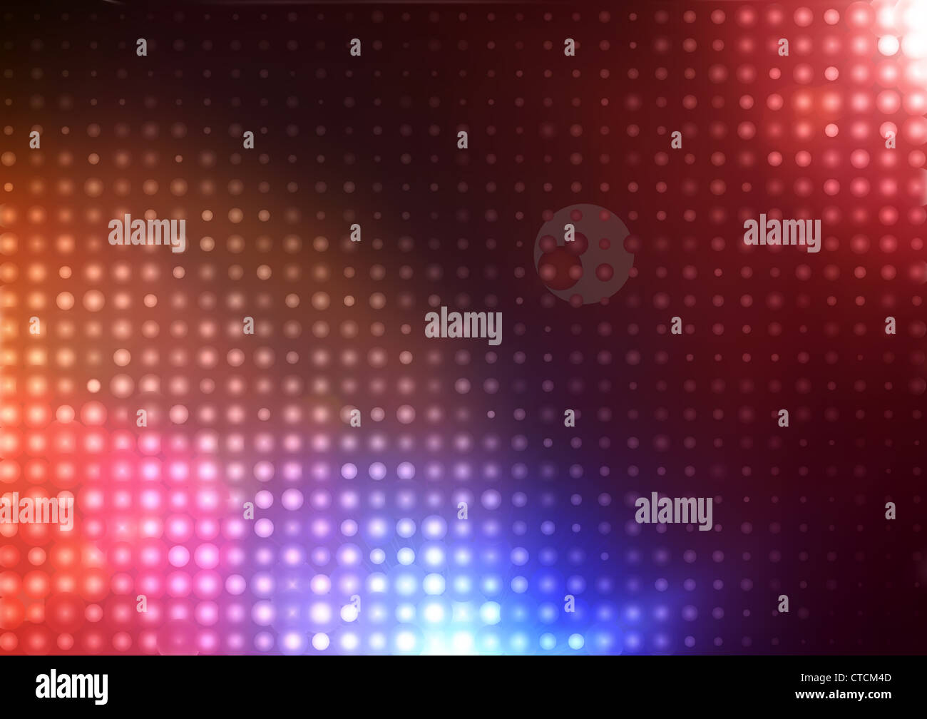 Vector illustration of disco lights dots pattern on red background ...