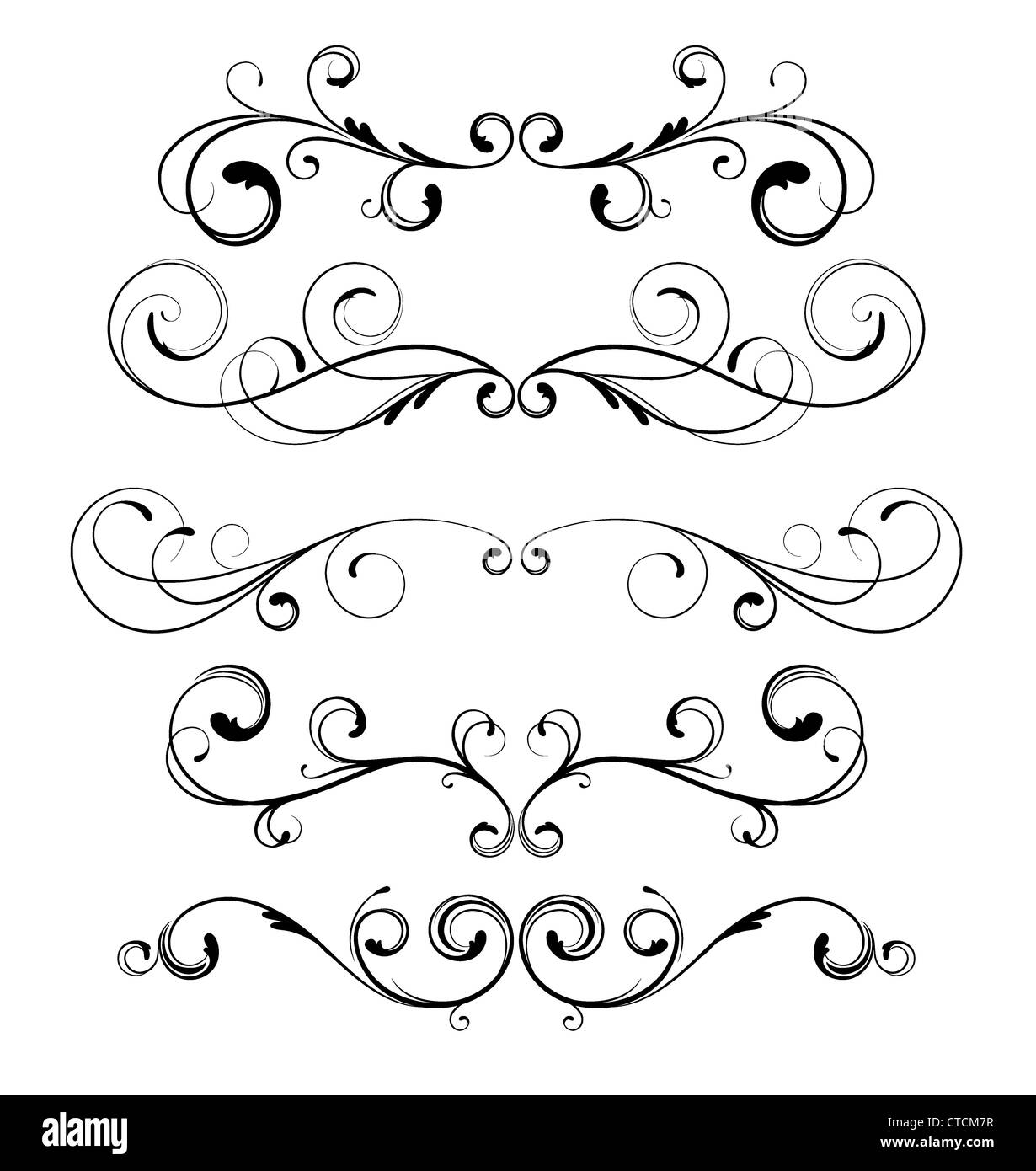 Vector set of floral decorative ornament page rules Stock Photo - Alamy