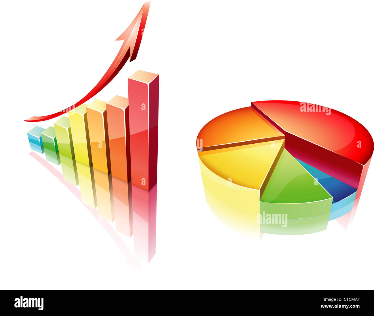 Vector illustration of shiny bar and pie chart Stock Photo - Alamy