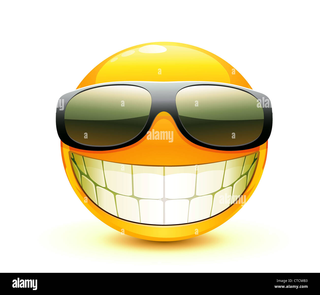 Vector illustration of cool glossy Single Emoticon Stock Photo - Alamy