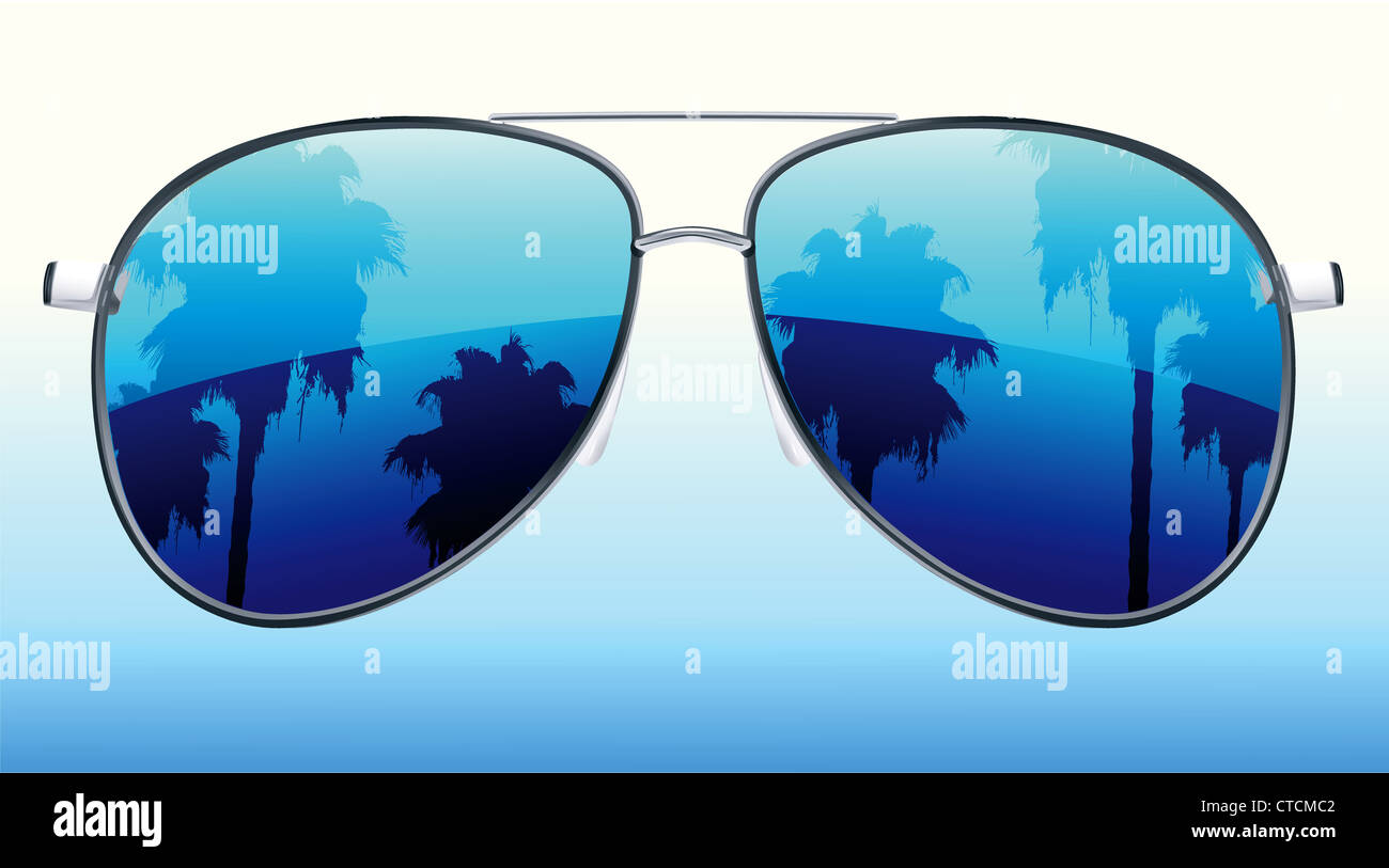 Vector illustration of funky sunglasses with the reflection of ...