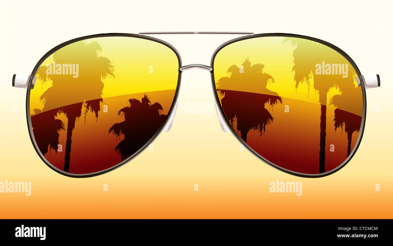 Vector illustration of funky sunglasses with the reflection of ...