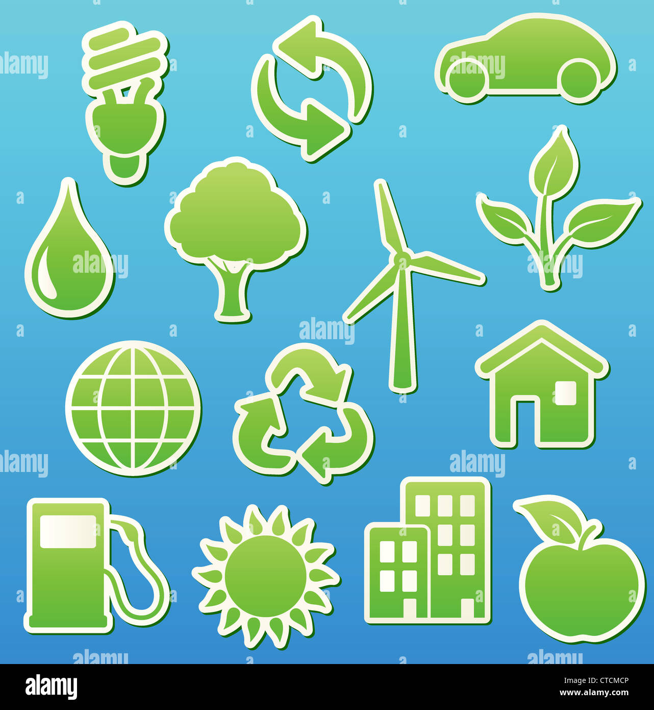 Vector illustration of green eco icon set Stock Photo - Alamy