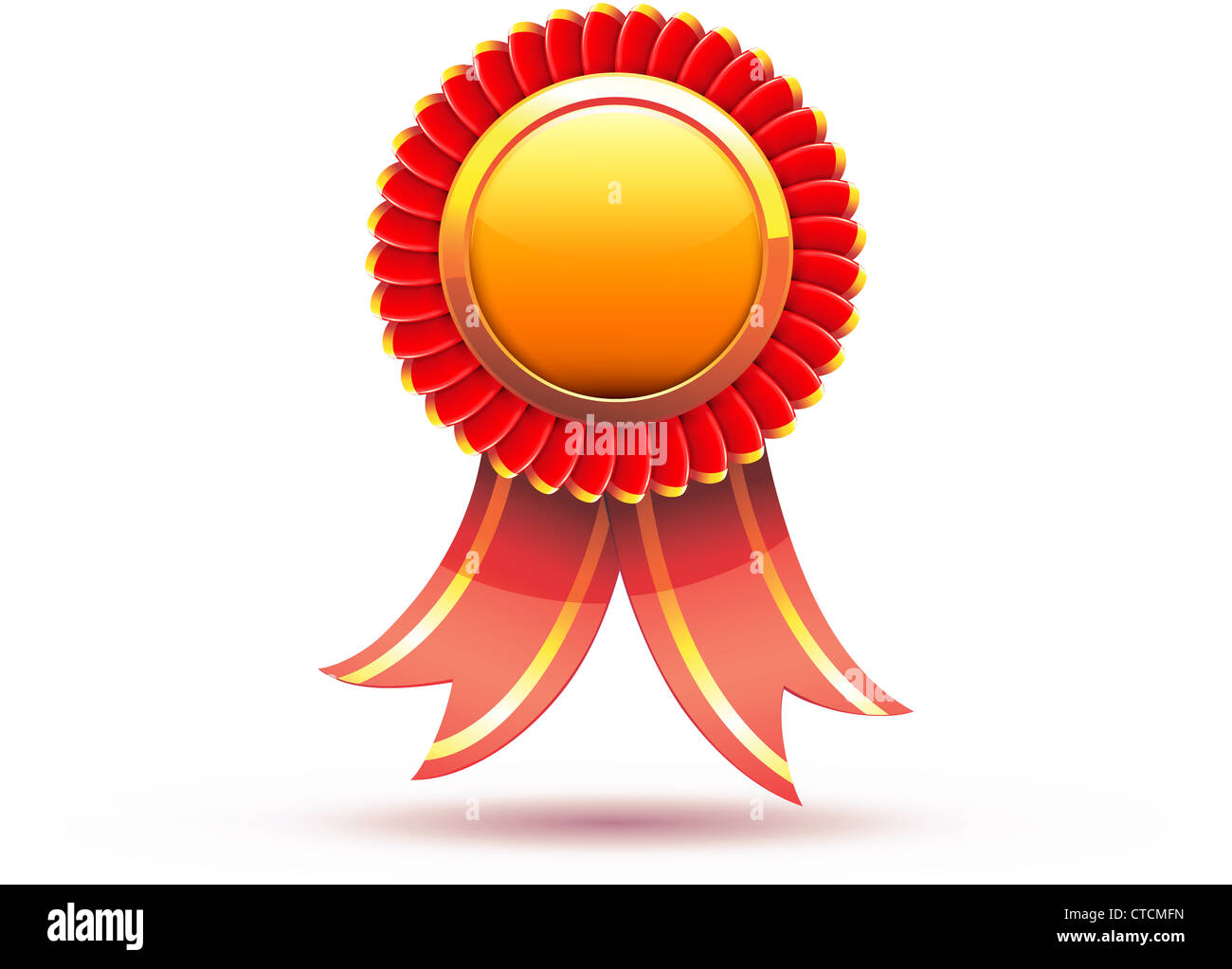 Vector illustration of red badge and ribbon Stock Photo - Alamy