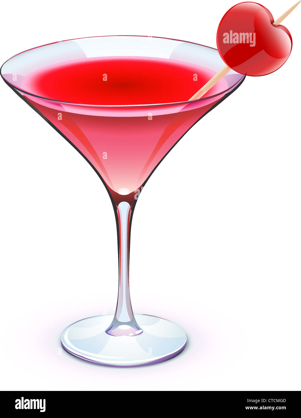 Vector illustration of red cocktail in a sparkling glass with funky ...