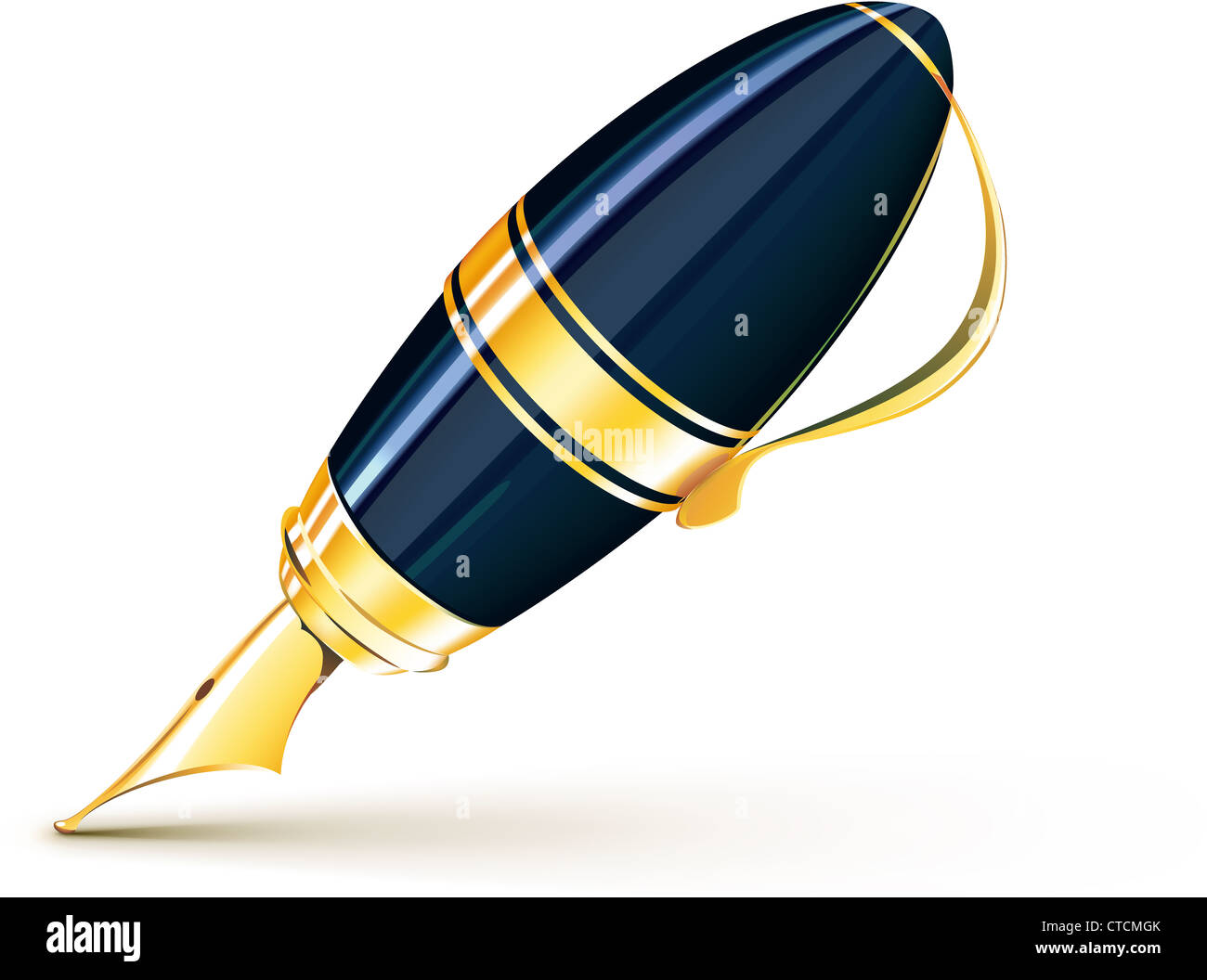 Vector illustration of elegant fountain pen isolated on white ...