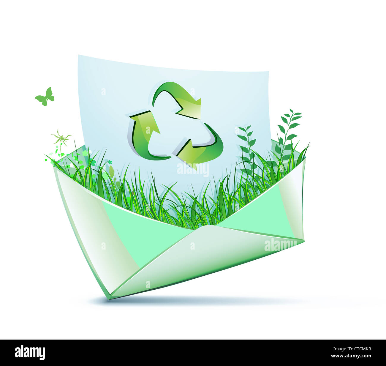 Vector illustration of green concept with recycling symbol coming out ...