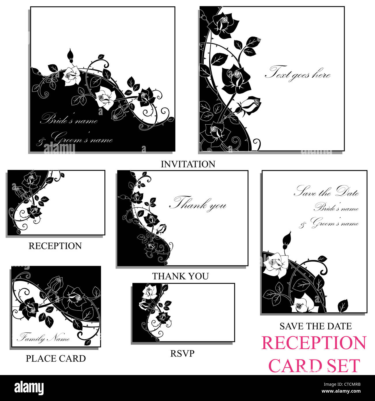 reception card set Stock Photo - Alamy