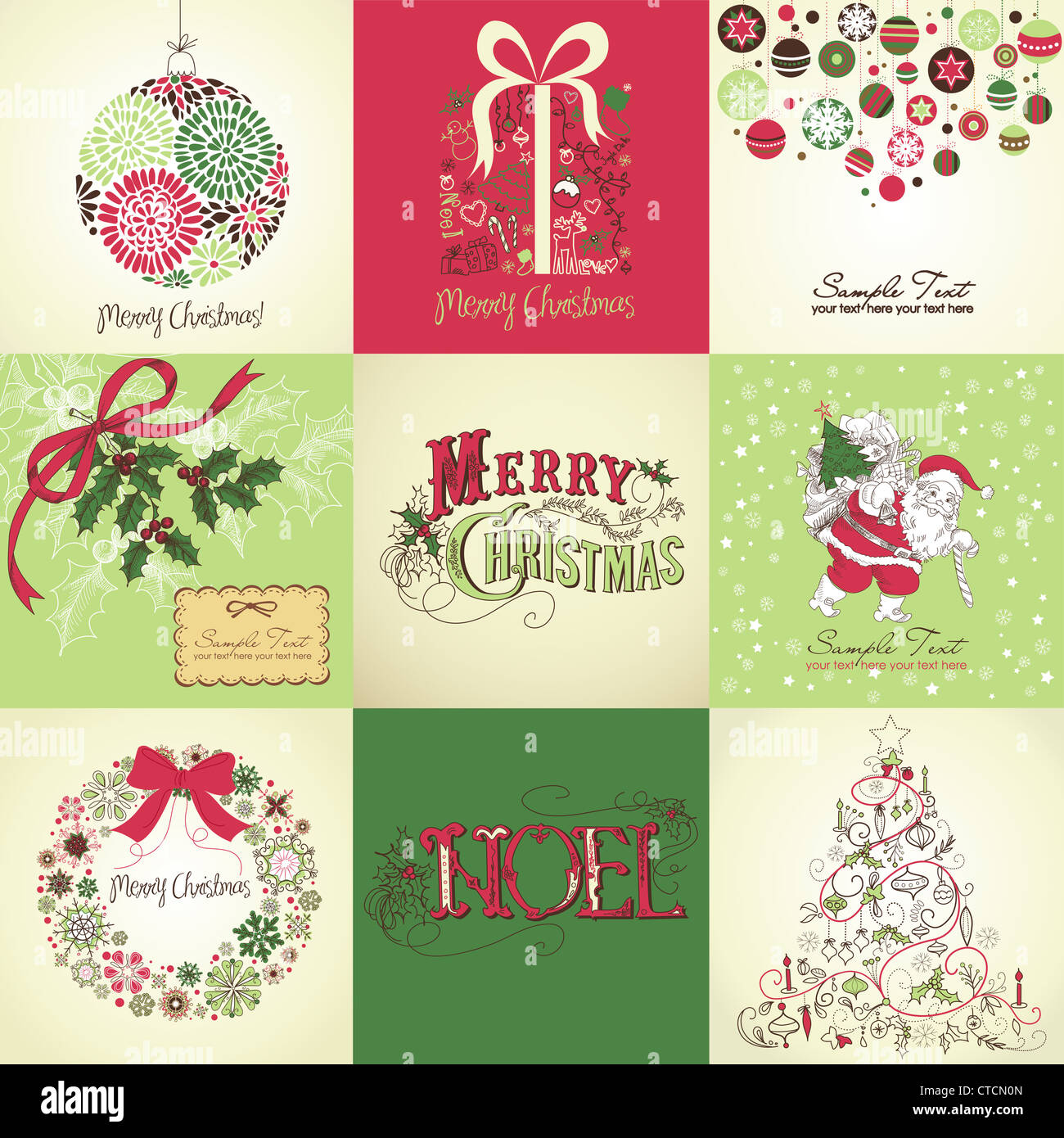 Set of Christmas Cards Stock Photo - Alamy