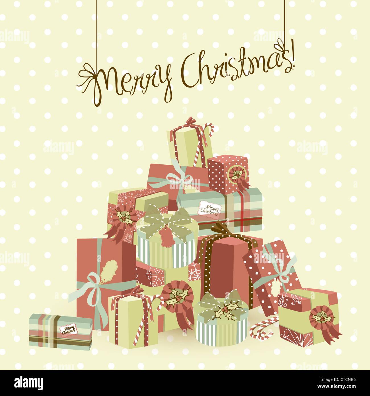 A huge pile of Christmas gifts. Vector Illustration Stock Photo - Alamy