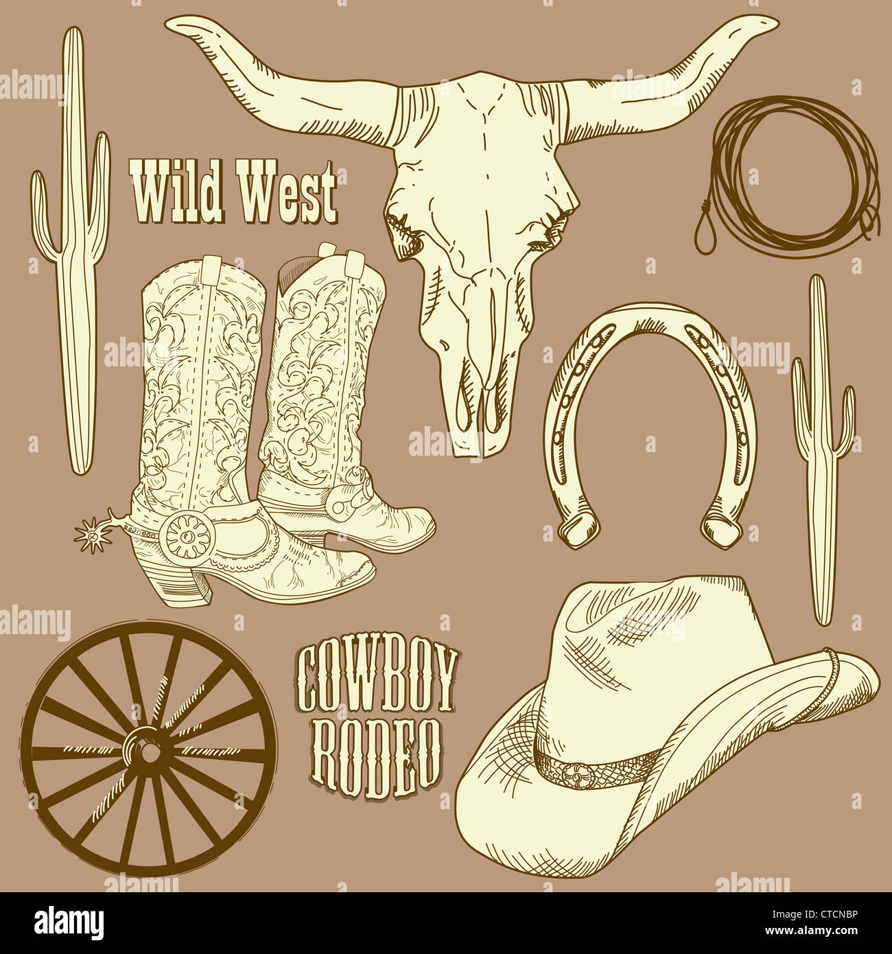 Wild West Western Set Stock Photo - Alamy