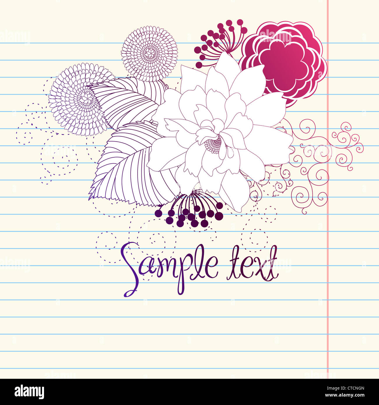 Hand-Drawn Flowers. Sketchy Notebook Doodles Design Element on Graph ...