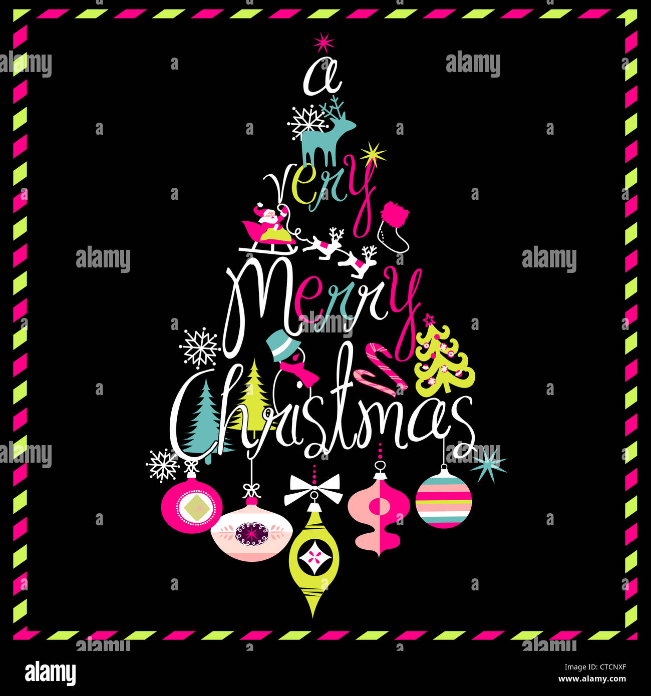 'A Very Merry Christmas' tree design Stock Photo - Alamy