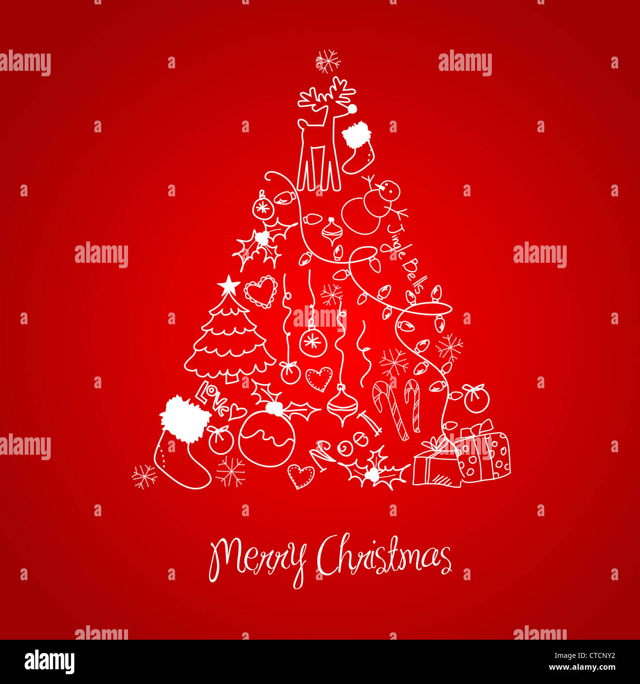 Christmas tree made of cartoon holiday symbols Stock Photo - Alamy